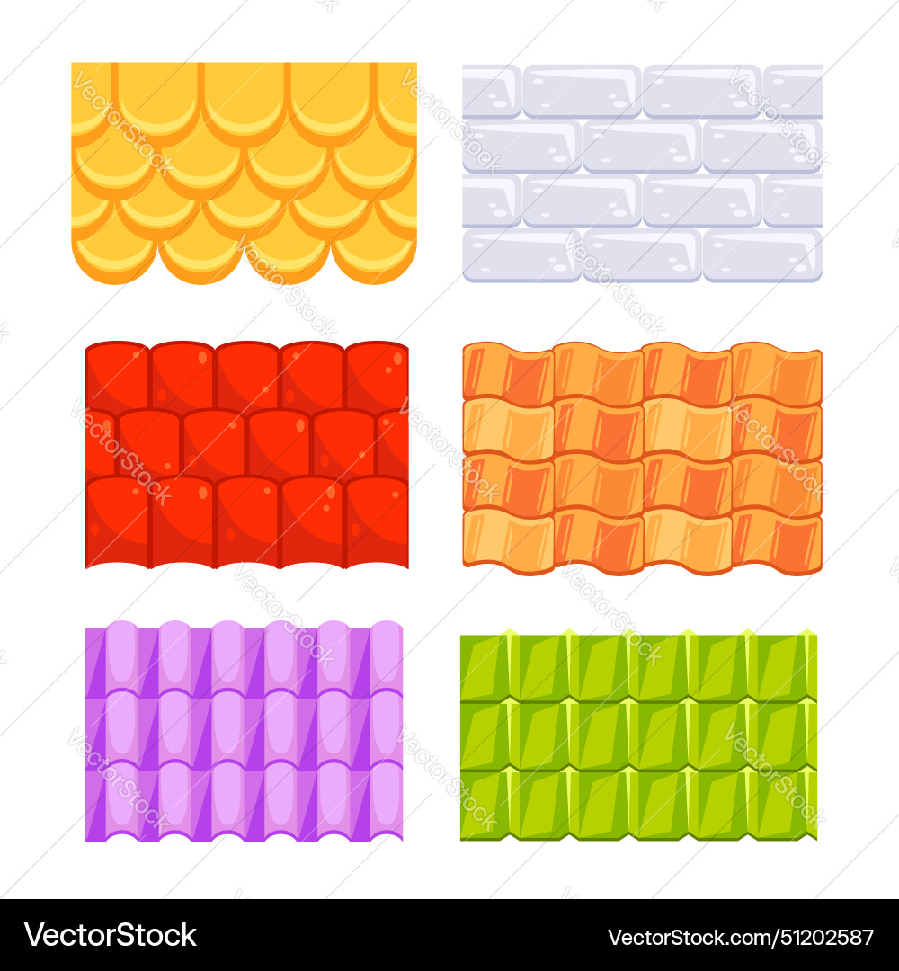 Roof tile textures materials profile sheets Vector Image