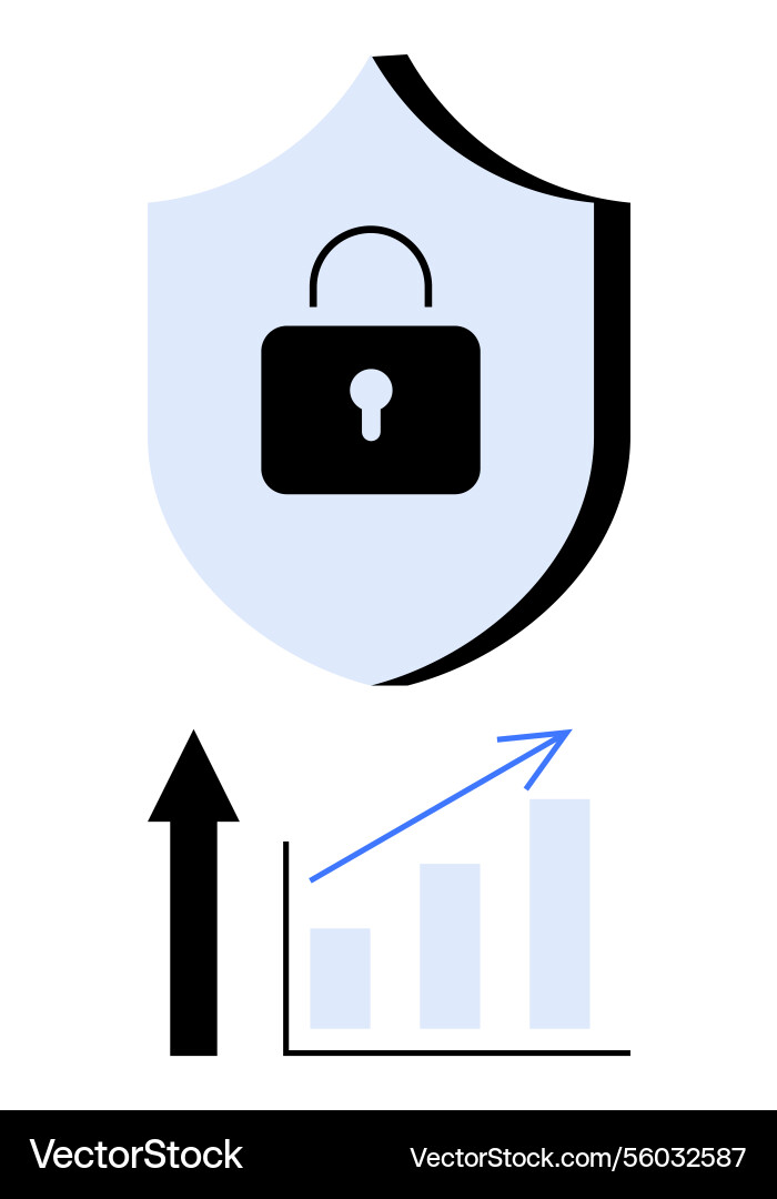 Shield with lock symbol protecting growing Vector Image