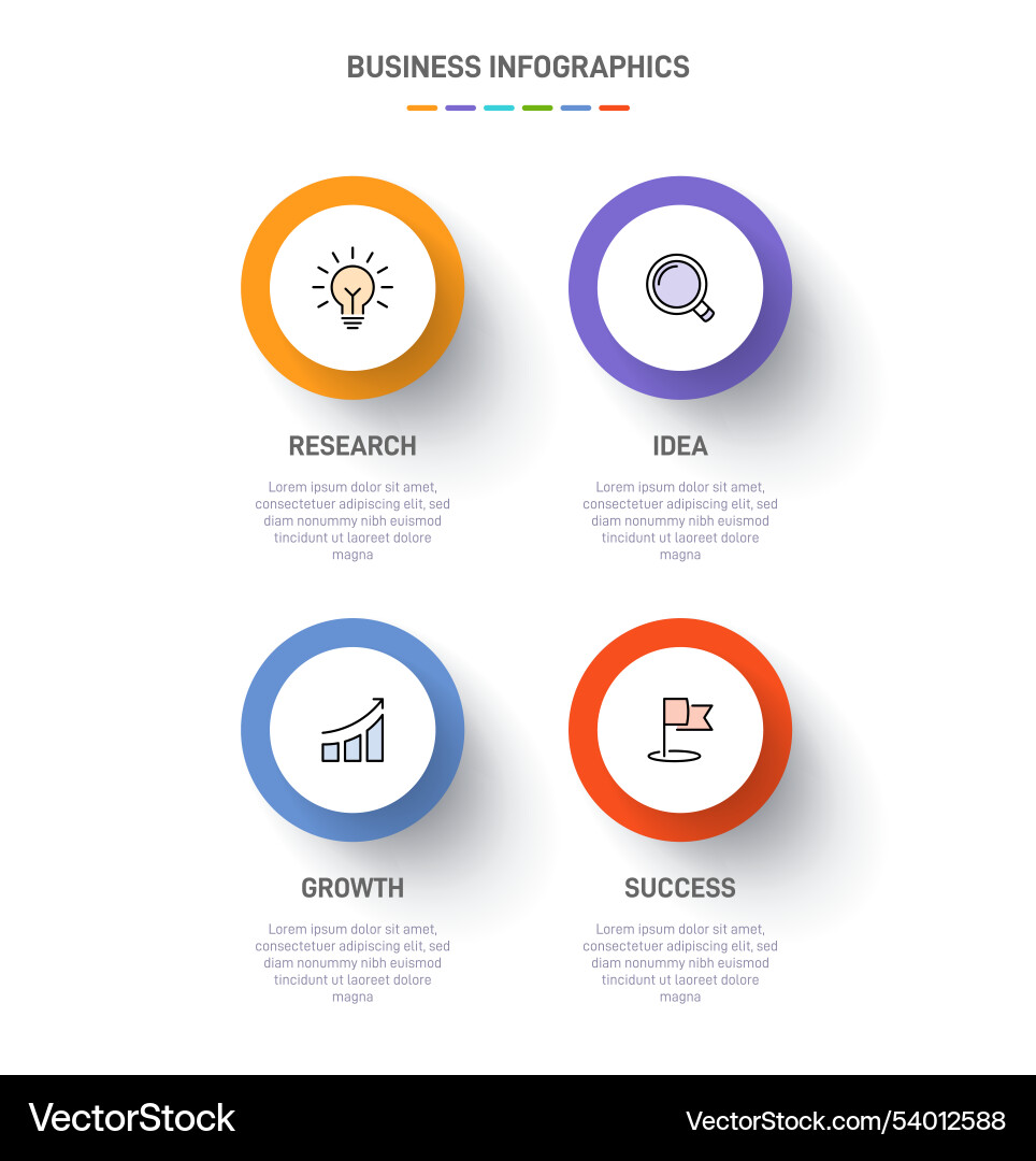 4 clean infographic design shaped elements Vector Image