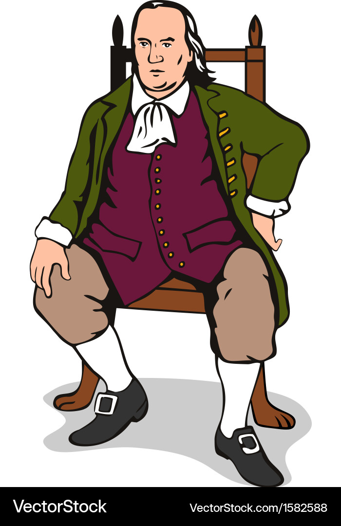 Ben franklin sitting retro Royalty Free Vector Image