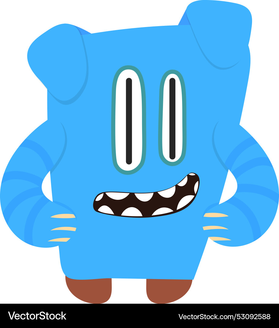 Blue bizarre monster funny creature fantasy Vector Image
