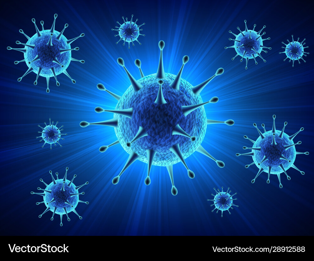 Blue virus cells or bacteria Royalty Free Vector Image
