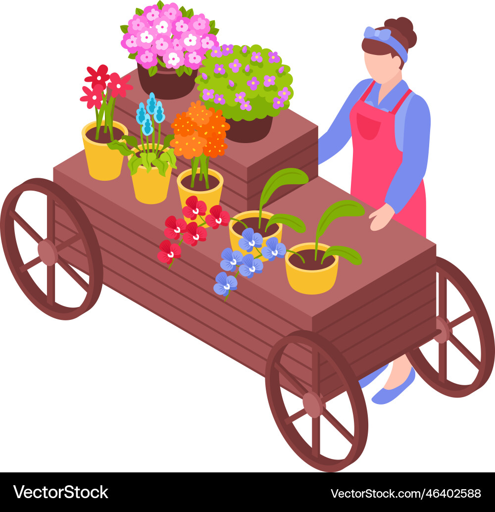 Isometric florist stall Royalty Free Vector Image