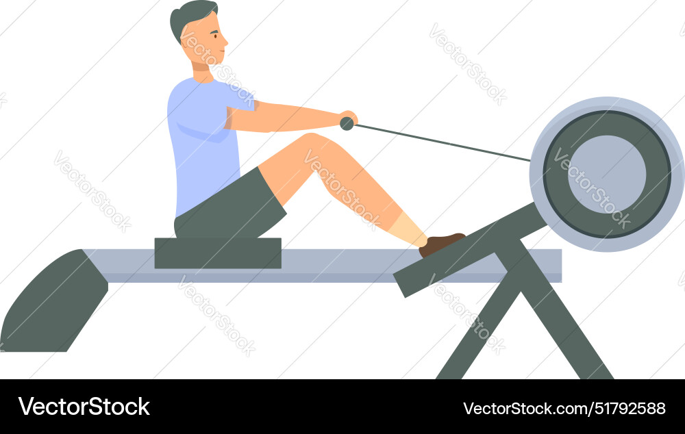 Man using rowing machine in gym for cardio workout