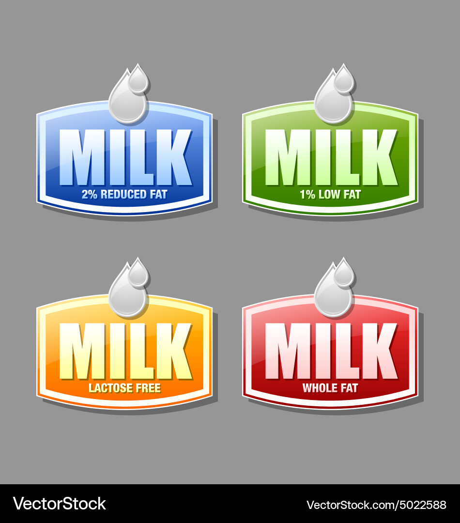 Milk labels Royalty Free Vector Image - VectorStock