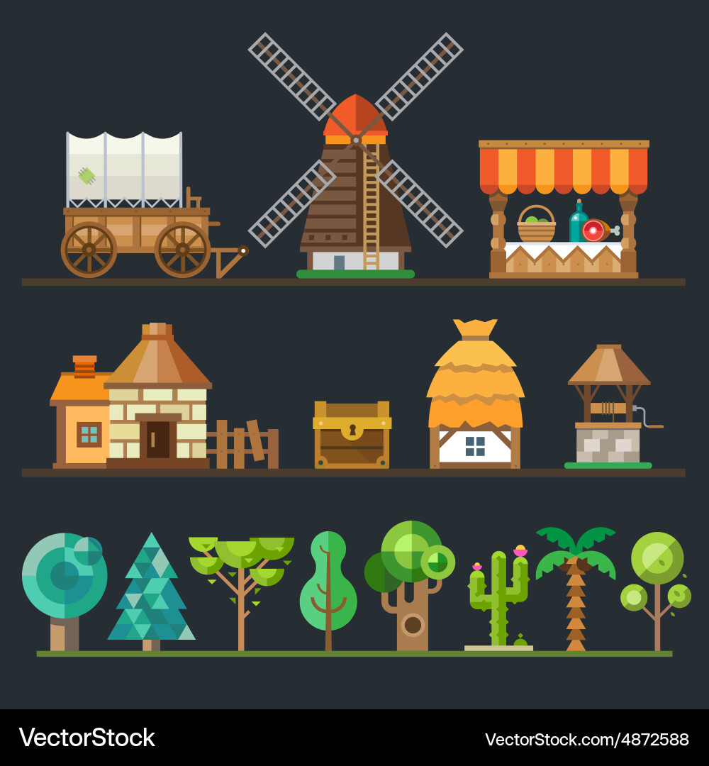 Old village Royalty Free Vector Image - VectorStock
