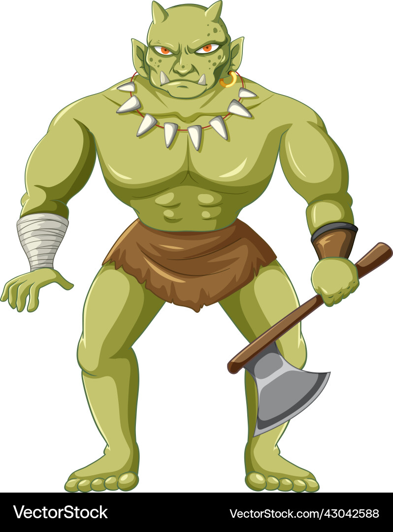 Orc cartoon character onwhite background Vector Image