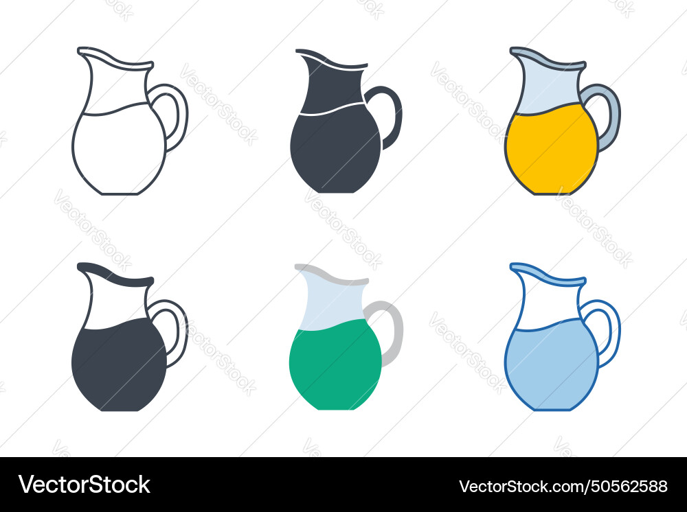 Pitcher icons with different styles water Vector Image