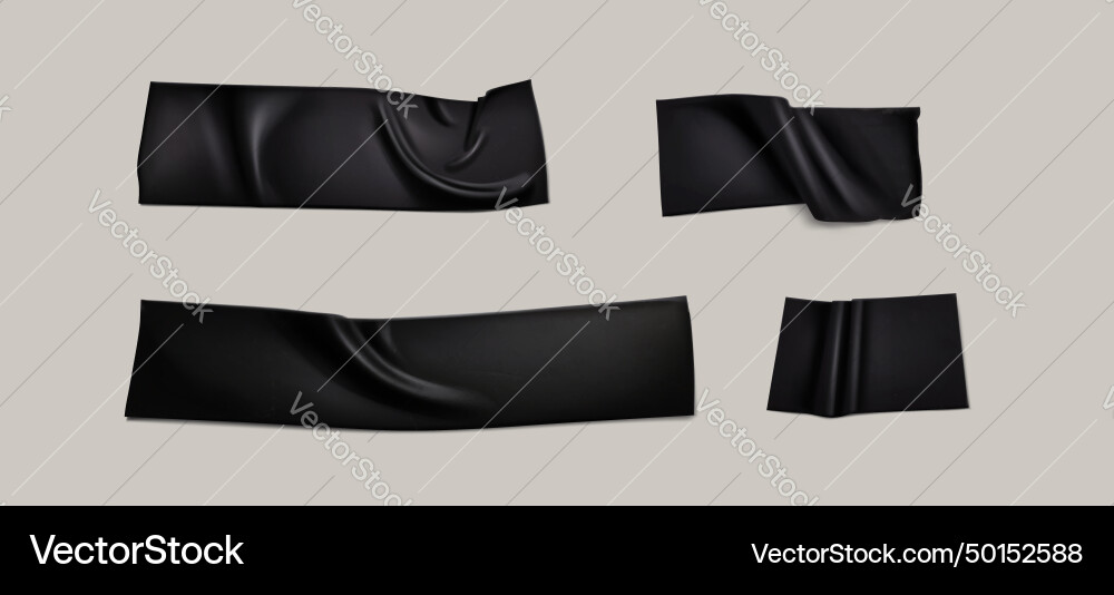 Realistic black adhesive duct tape pieces Vector Image