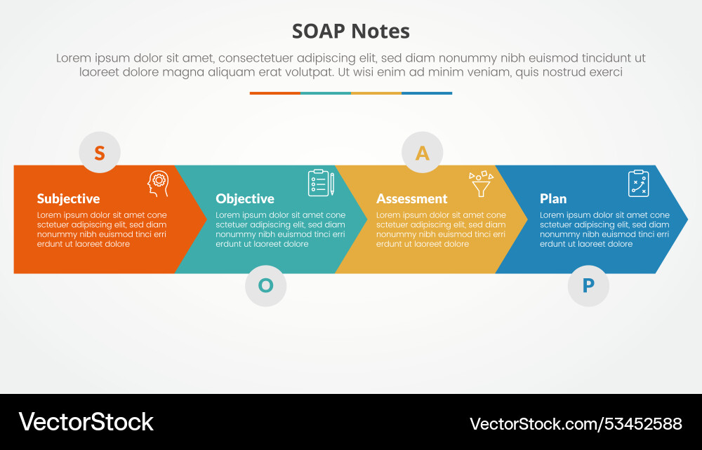 Soap note infographic concept for slide Royalty Free Vector