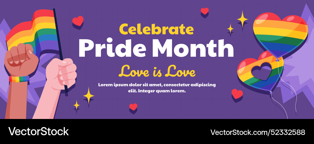 Social media cover template for pride month Vector Image