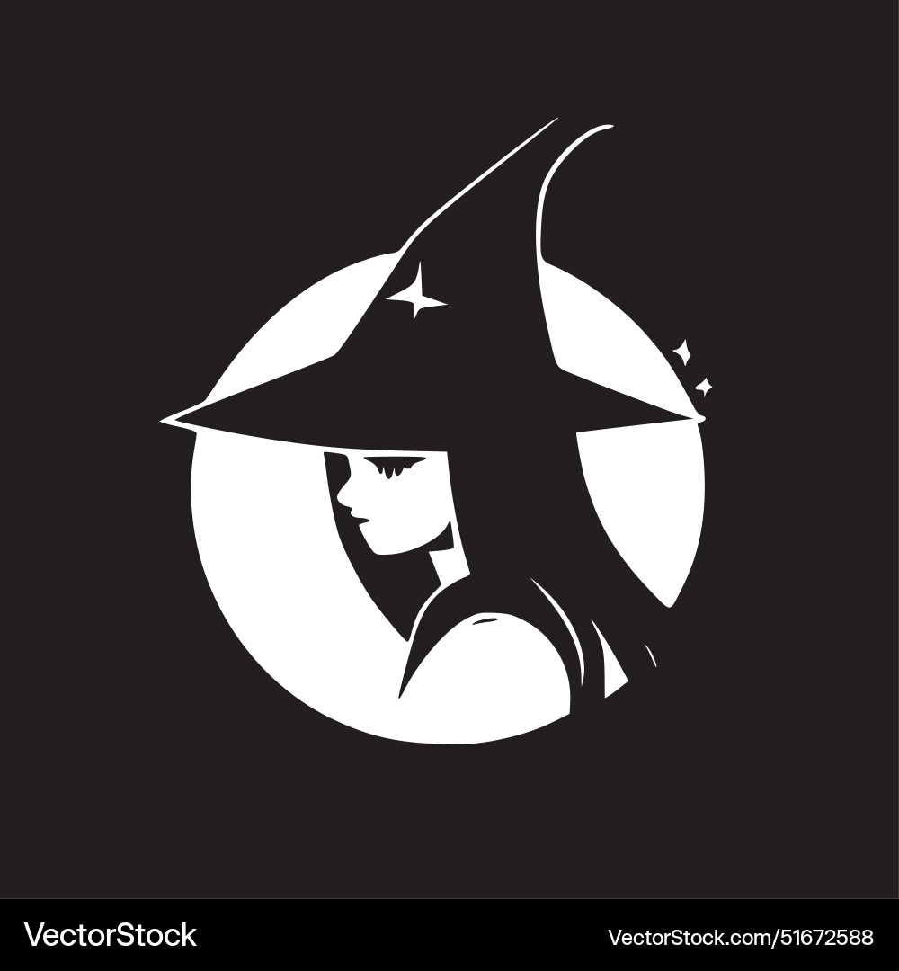 Witch - minimalist and flat logo Royalty Free Vector Image