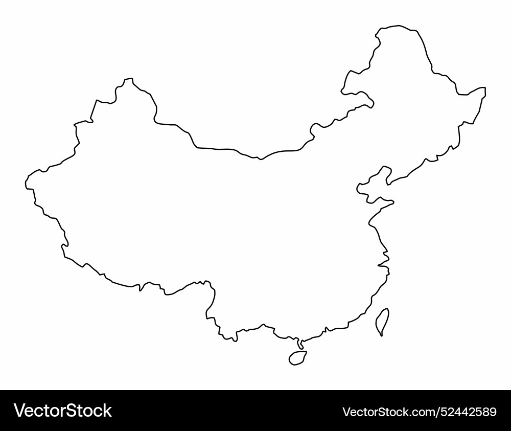 China outline map Royalty Free Vector Image - VectorStock