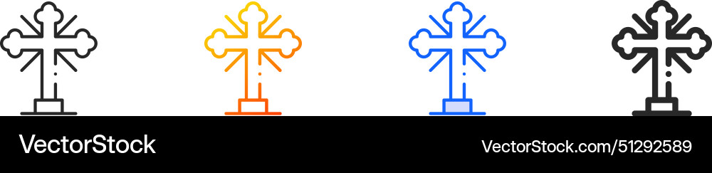 Christian cross iconthin linear gradient blue Vector Image