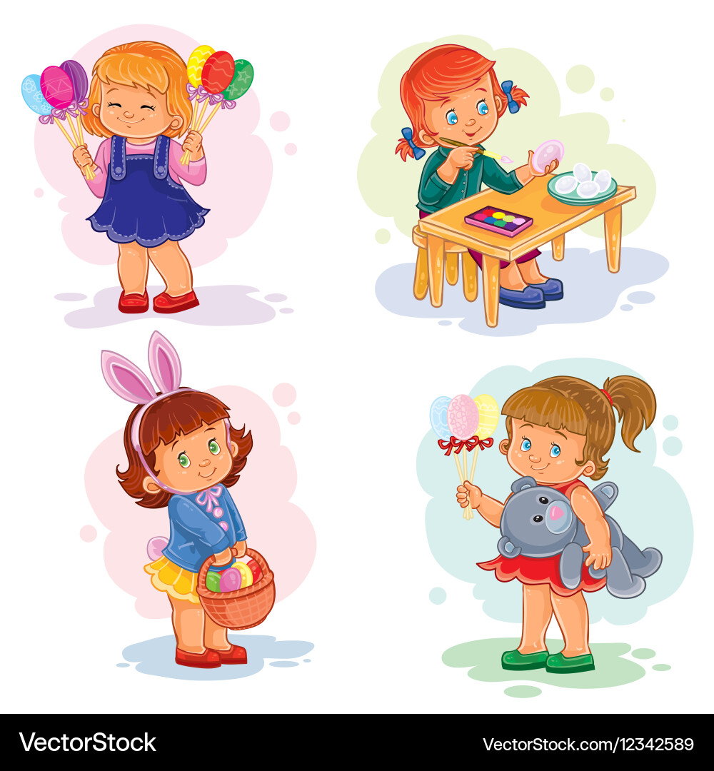 Easter Kids Clip Art Set Royalty Free Vector Image