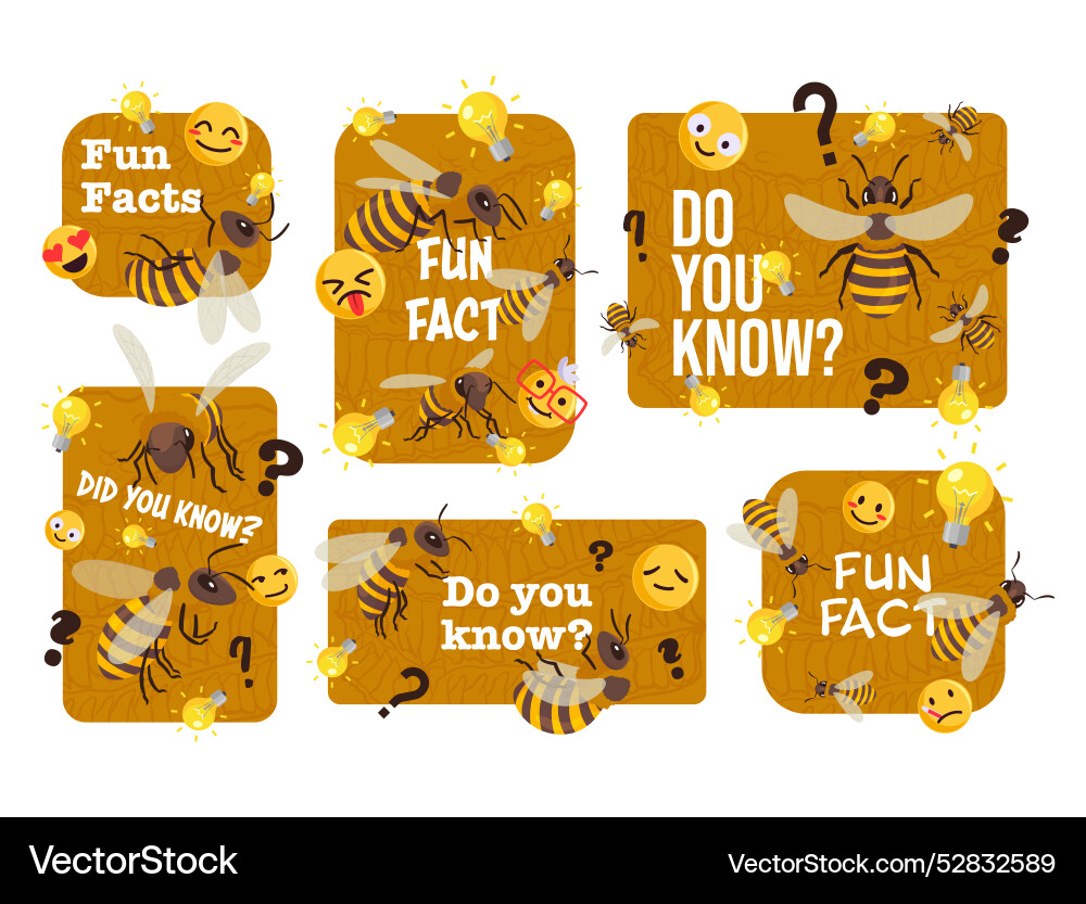 Fun facts about bees with colorful Royalty Free Vector Image