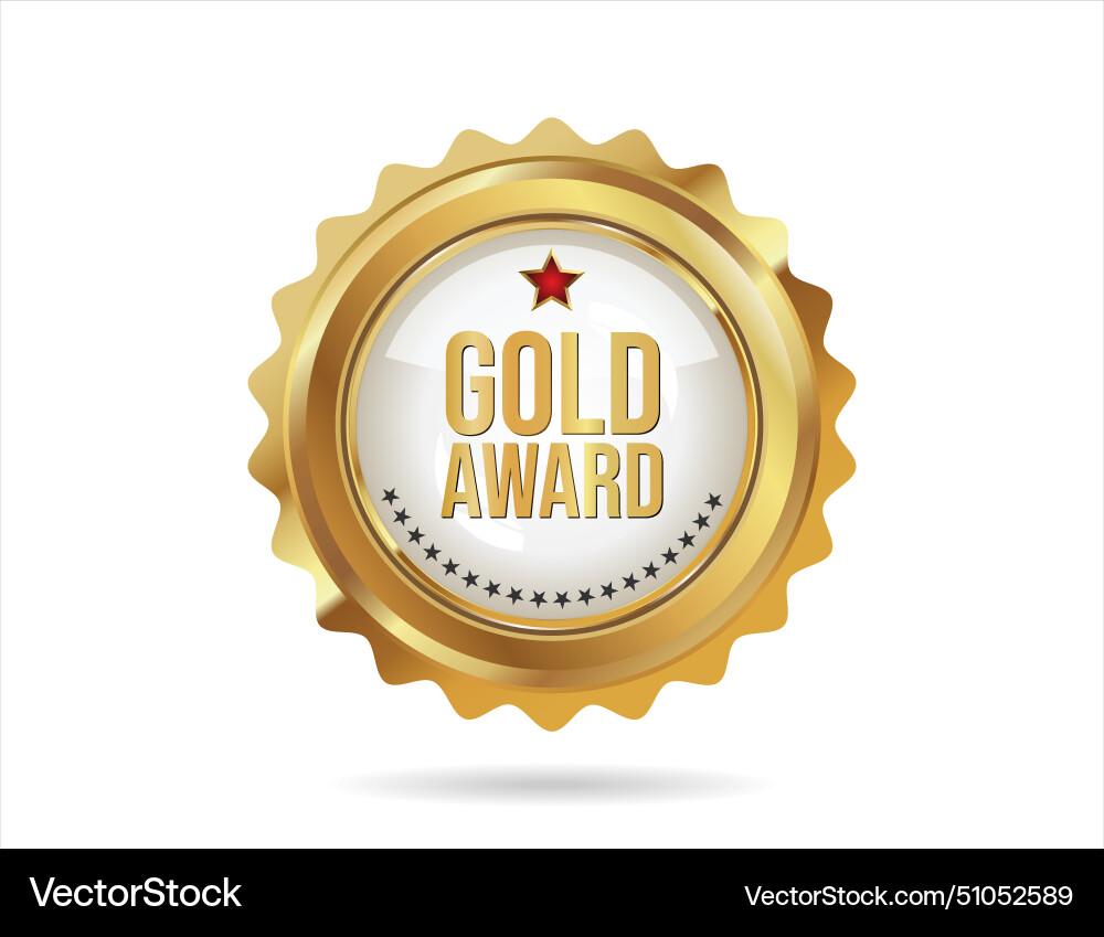 Gold award badge on white background Royalty Free Vector