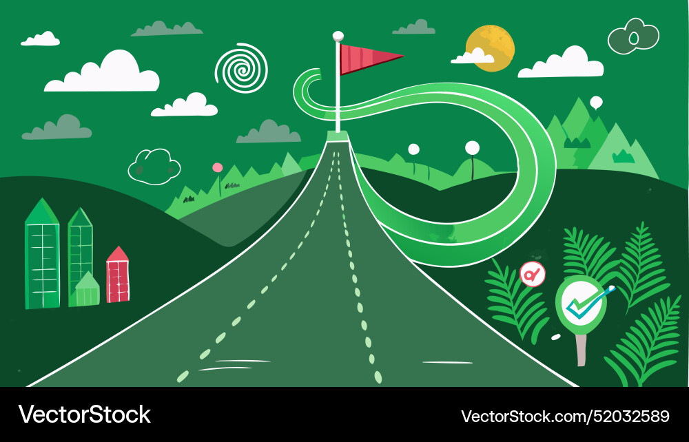 Green path to success project milestone planning Vector Image