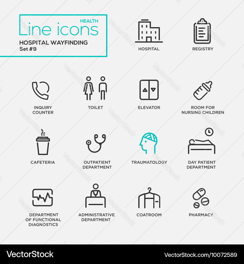 Hospital Wayfinding Icons - Line Art Lizenzfreier Vektor