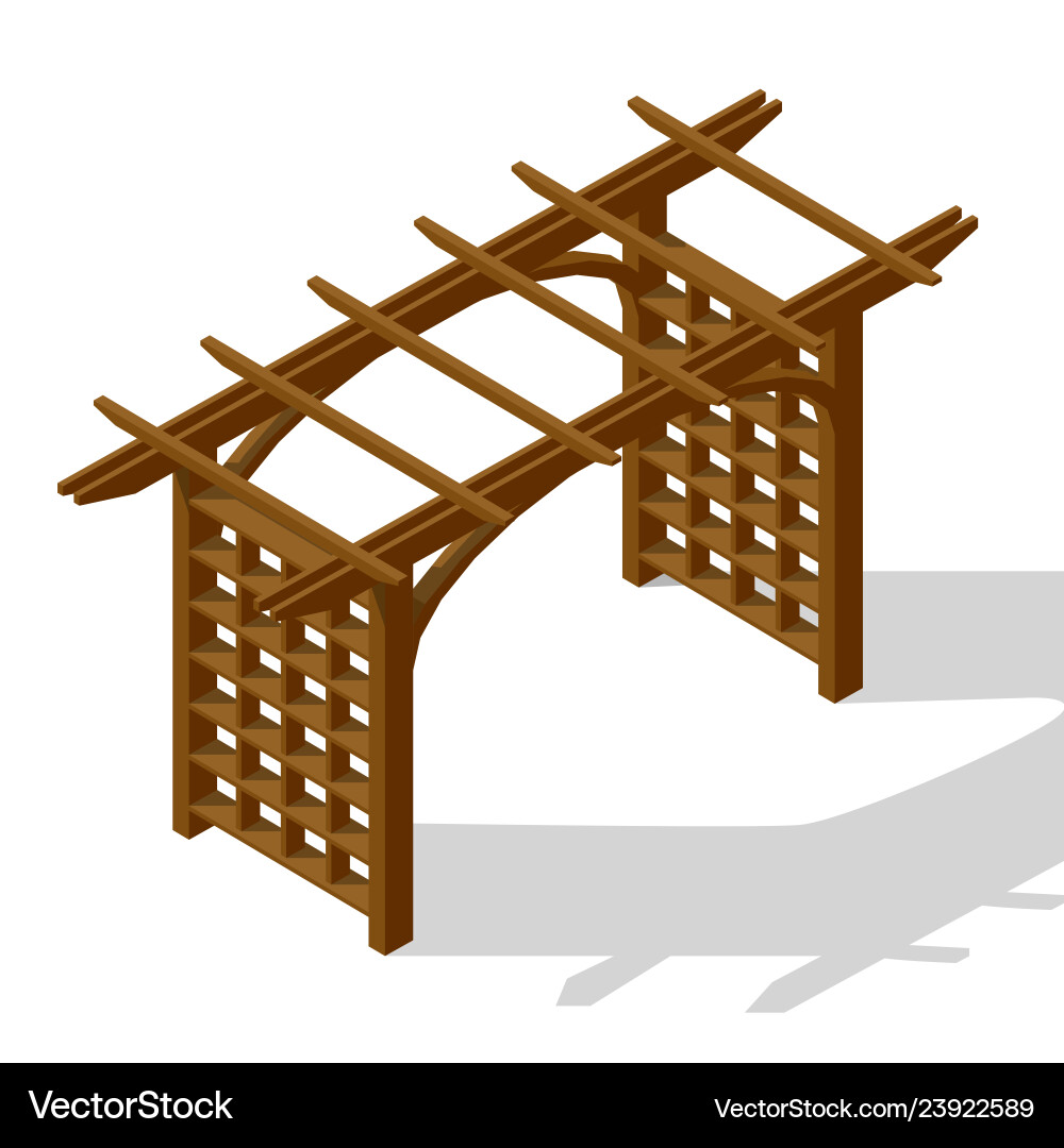 Inner courtyard isometric pergola Royalty Free Vector Image