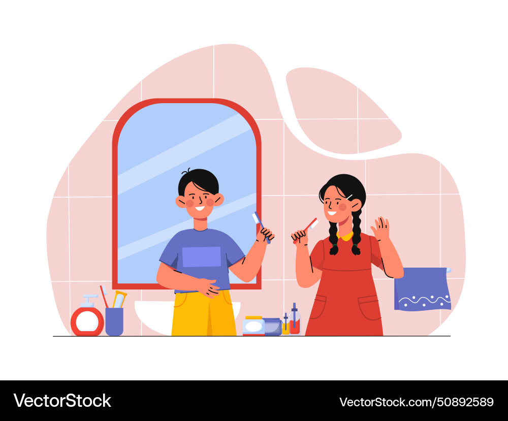 Kids brush teeth concept Royalty Free Vector Image
