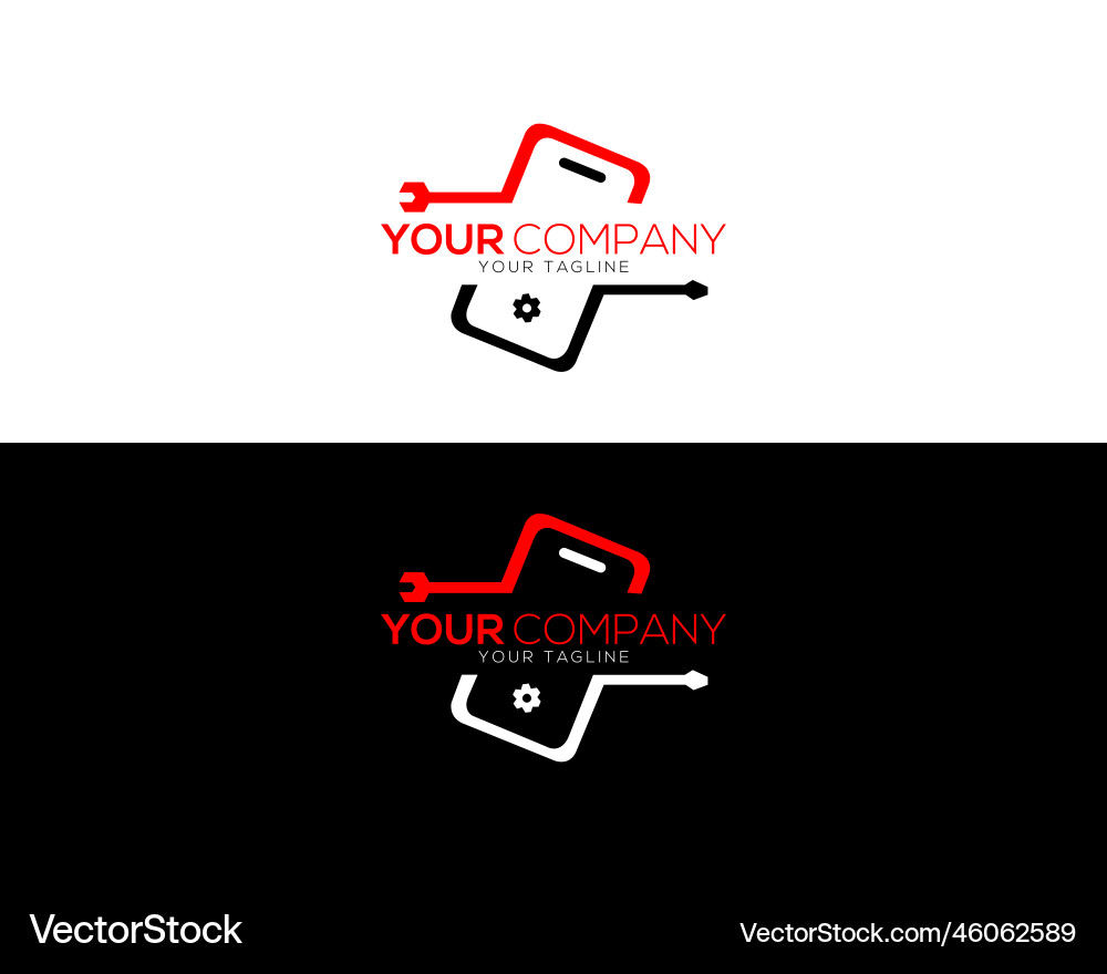 Mobile phone repair service logo design Royalty Free Vector