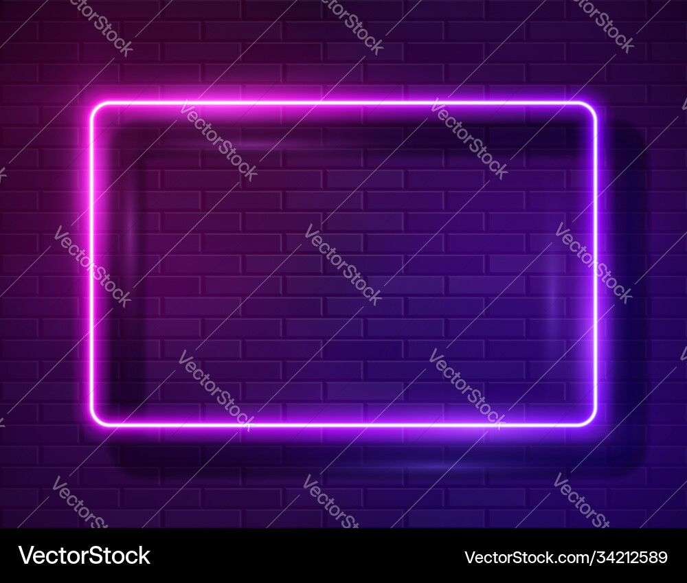 Neon Glowing Rectangle Frame Royalty Free Vector Image