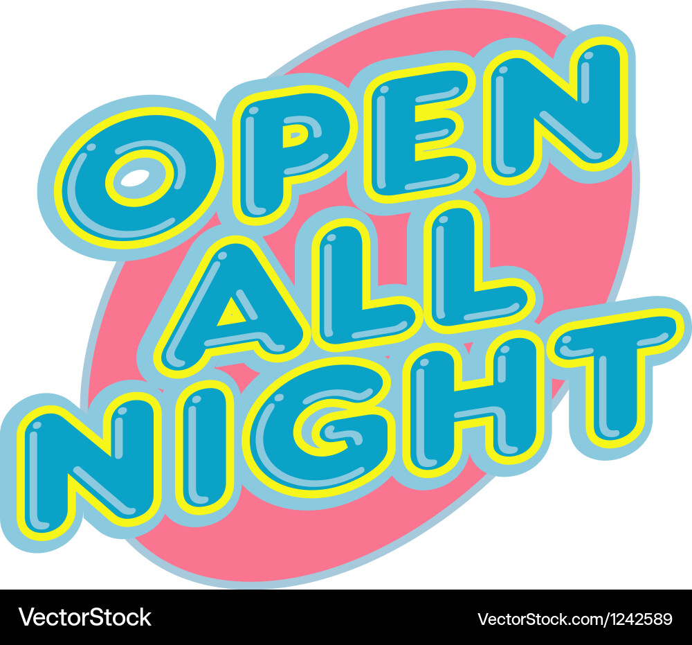 Open all night elements Royalty Free Vector Image