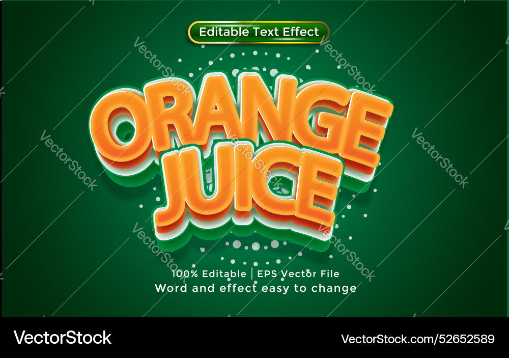 Orange juice text editable effect Royalty Free Vector Image