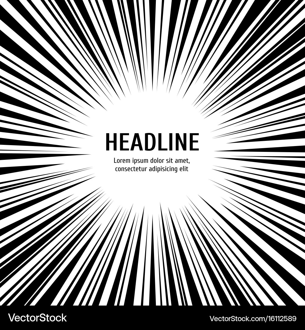 Radial speed lines background - black and white Vector Image