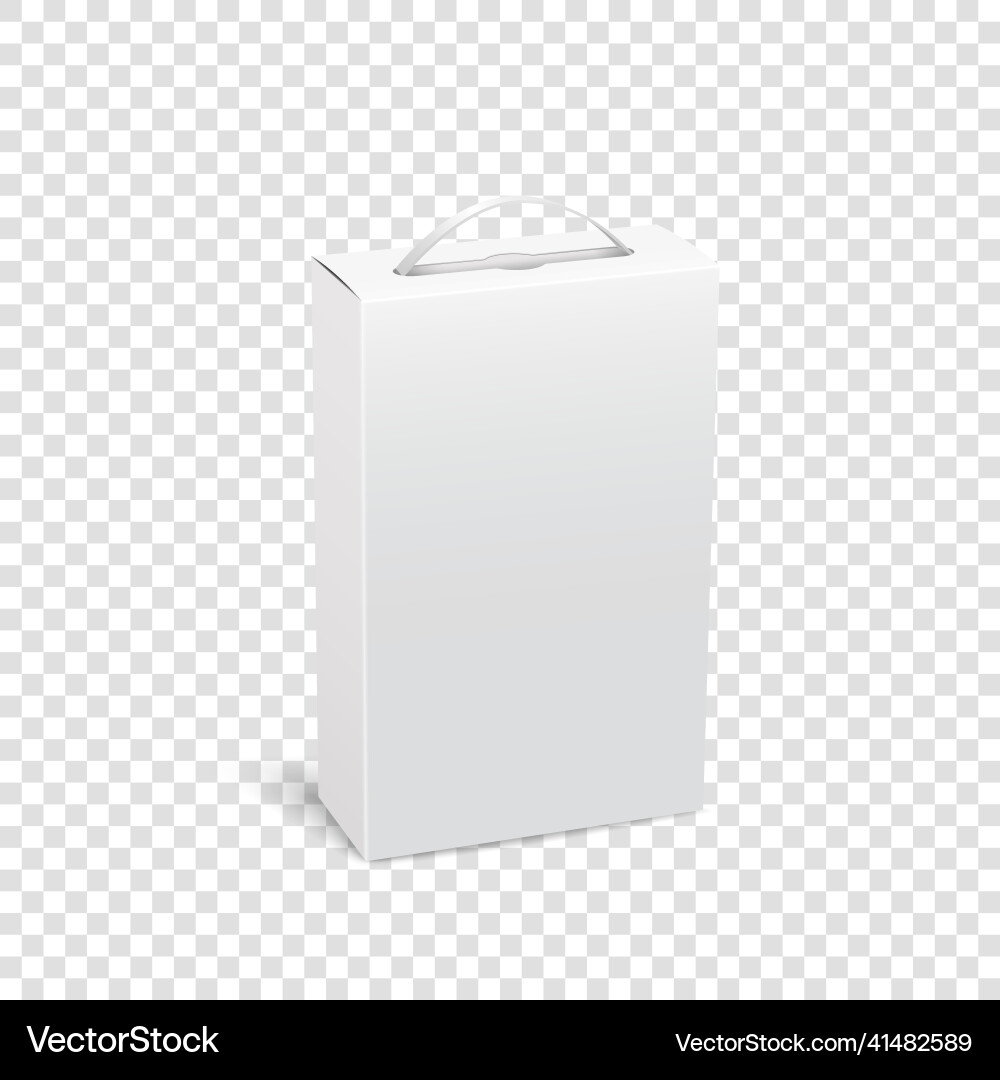 Realistic white package box with handle Royalty Free Vector