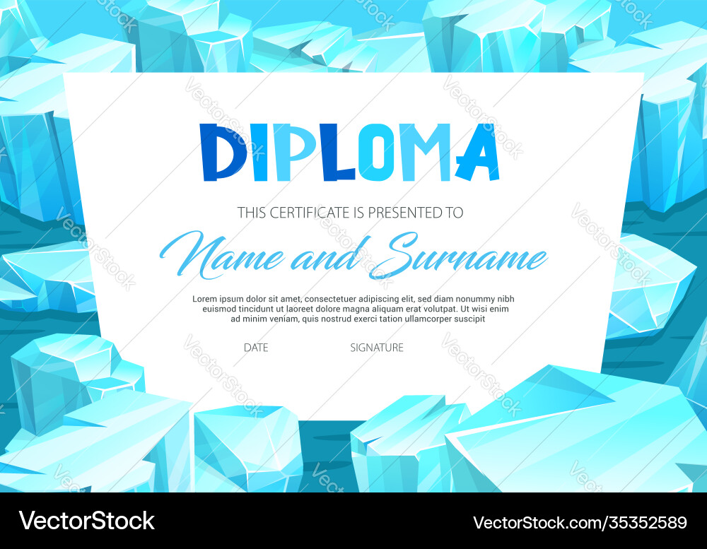School education diploma with ice crystals Vector Image