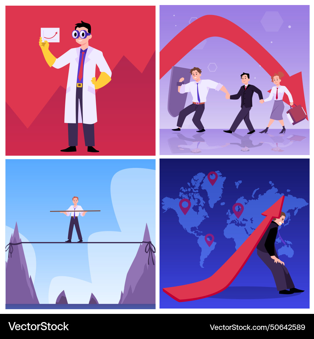 Set of people crisis managers flat style Vector Image