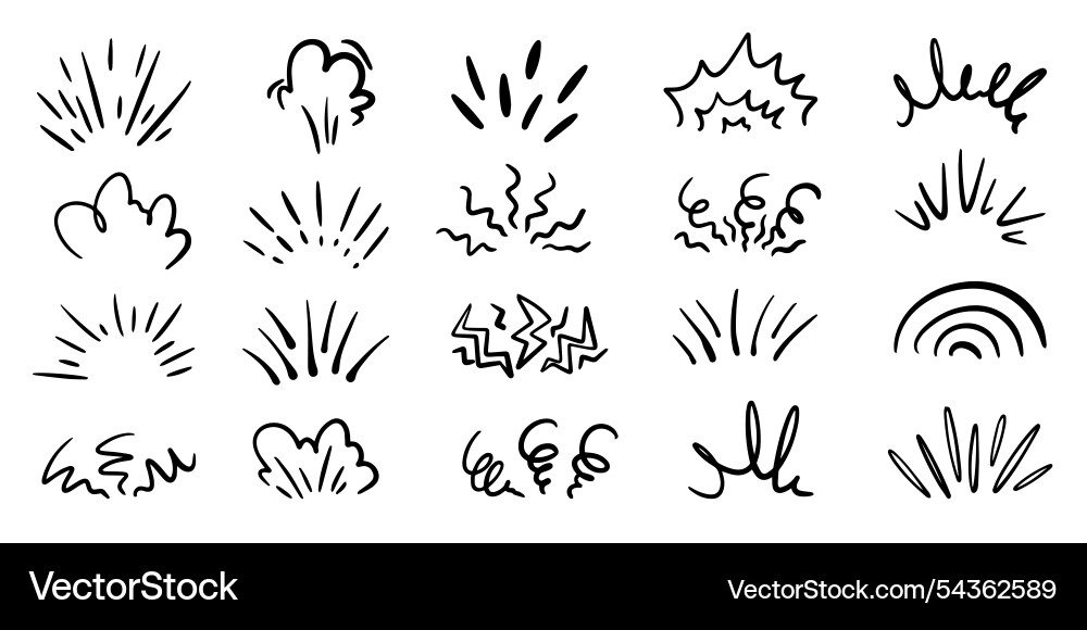 Splash and explosion doodle cartoon Royalty Free Vector