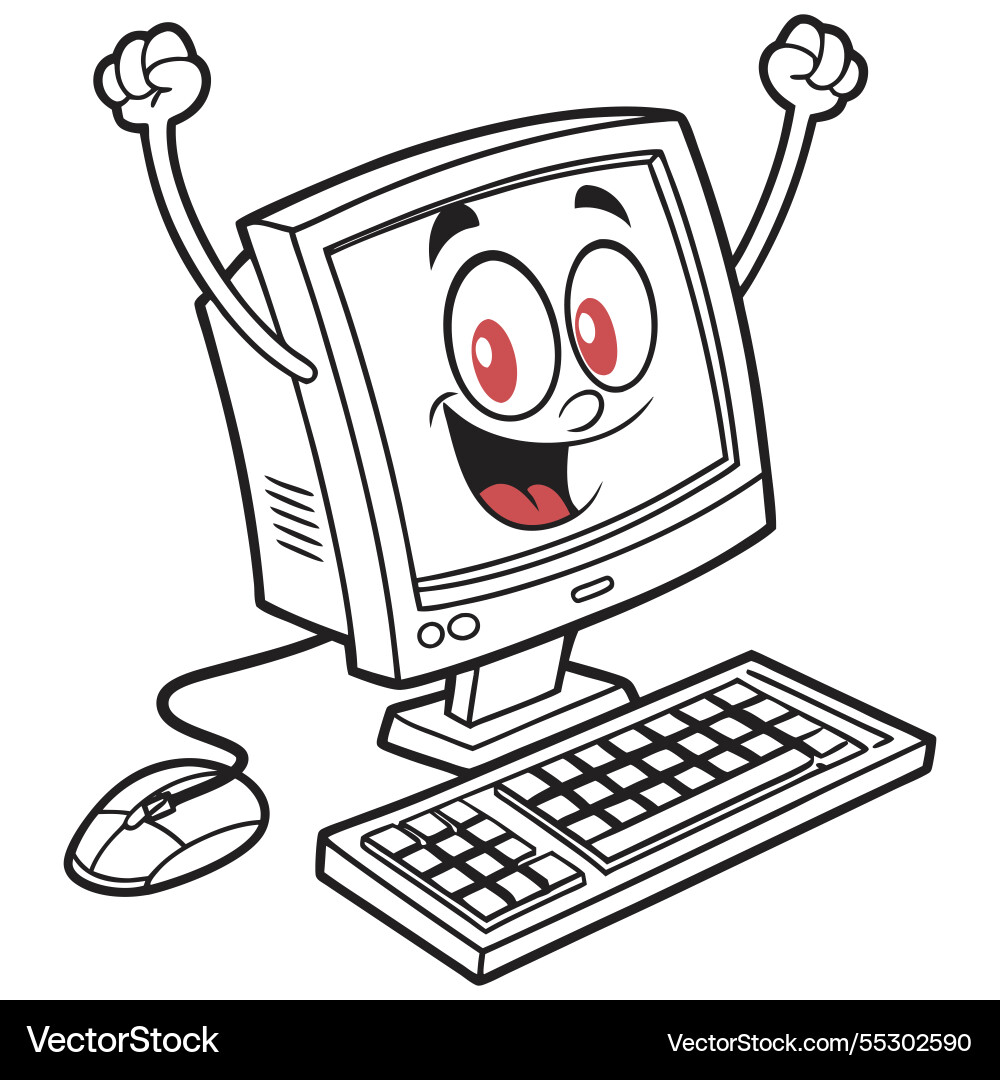 Cheerful cartoon computer Royalty Free Vector Image