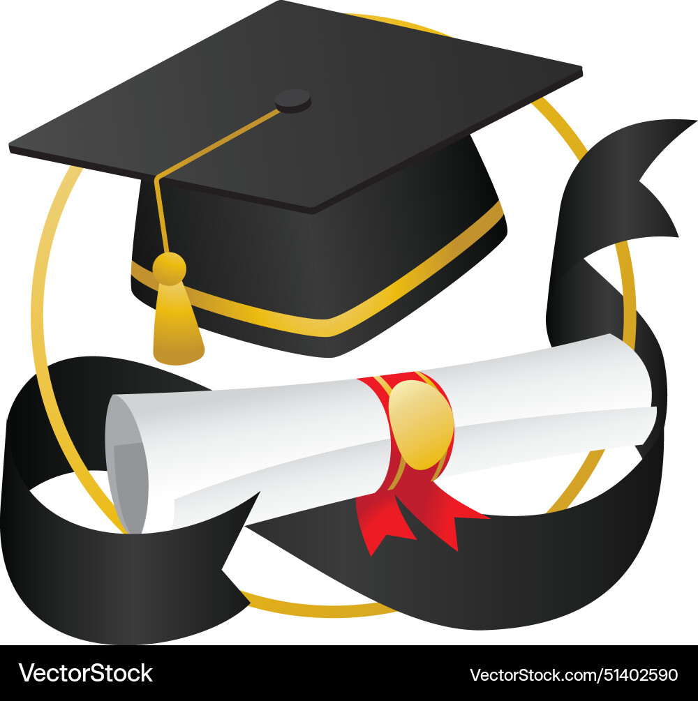 Congrats graduated lettering with academic cap Vector Image