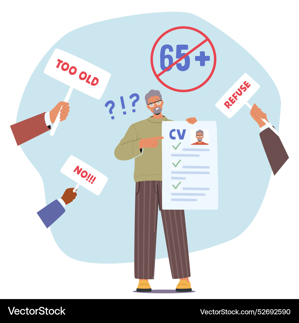 Depicting age discrimination in job Royalty Free Vector