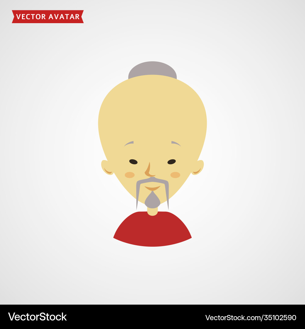 Face chinese old man avatar Royalty Free Vector Image