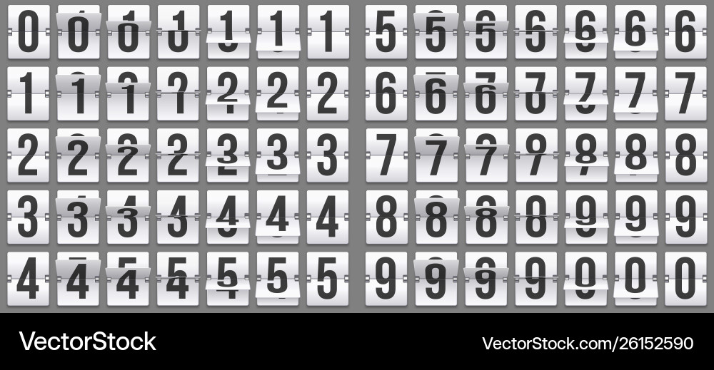 Flip clock numbers retro countdown animation Vector Image