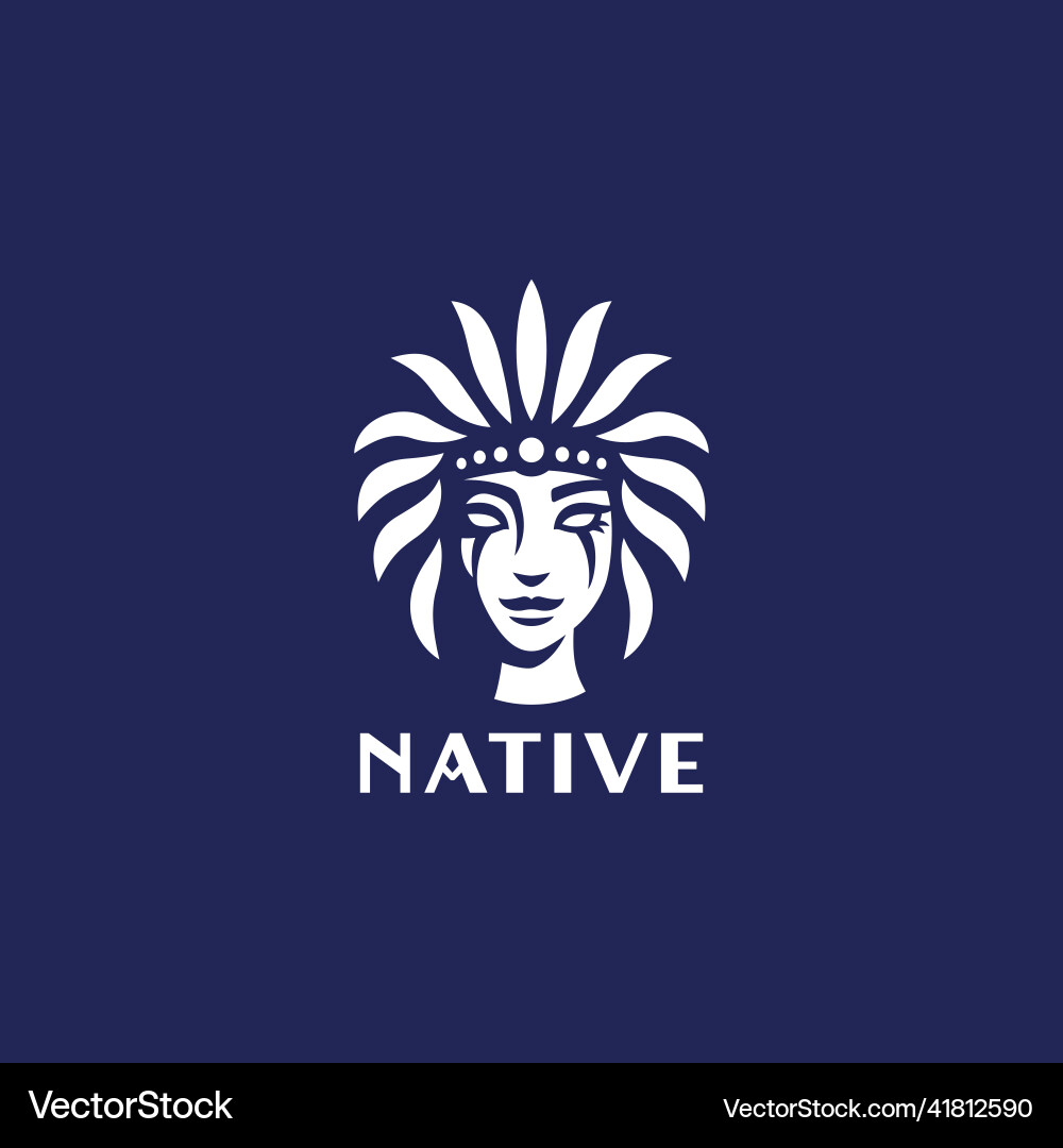 Native girl logo design Royalty Free Vector Image