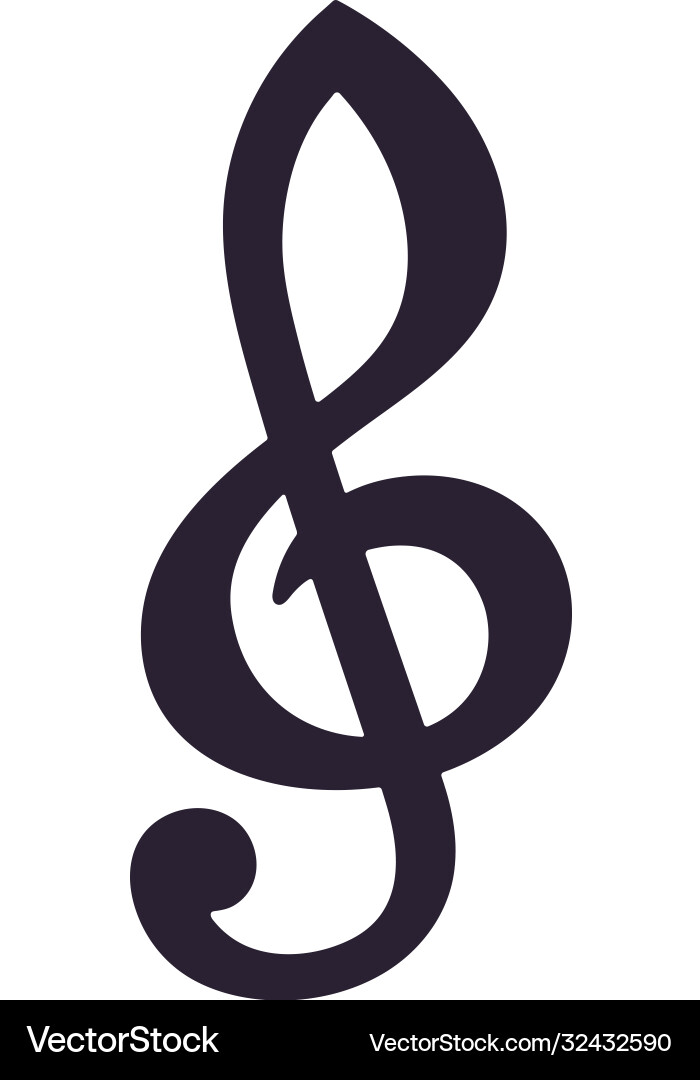 Silhouette treble clef Royalty Free Vector Image
