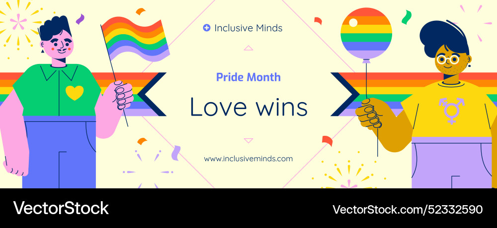 Social media cover template for pride month Vector Image