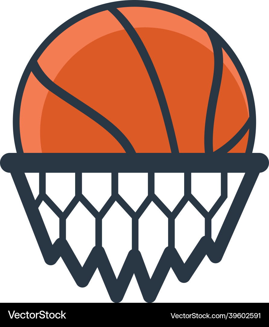 Basketball and net in the ne Royalty Free Vector Image