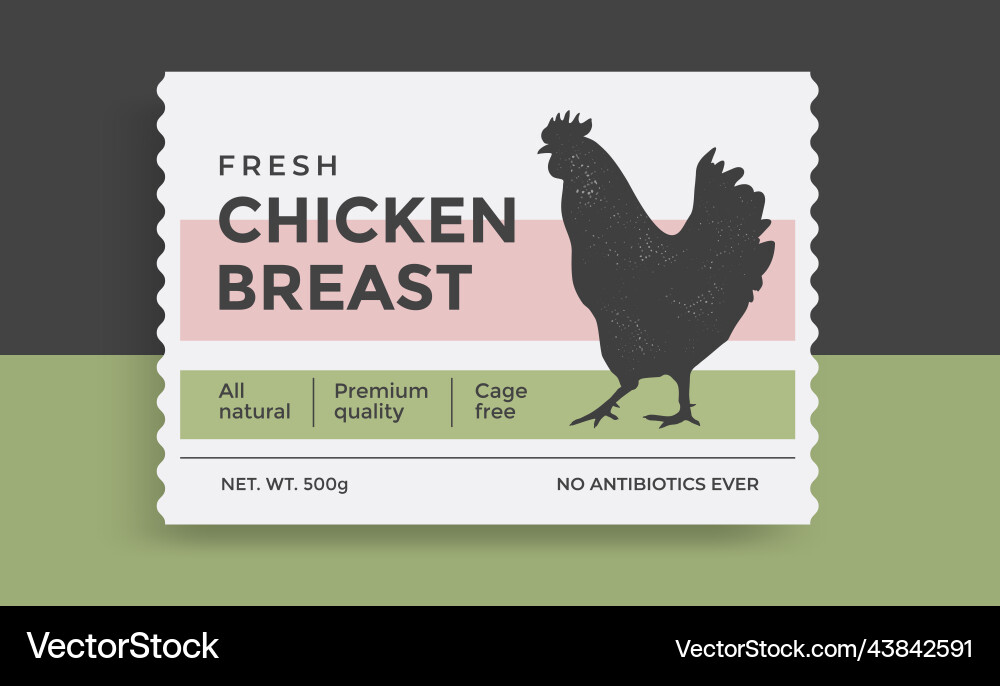 Chicken meat vintage label for poultry packaging Vector Image