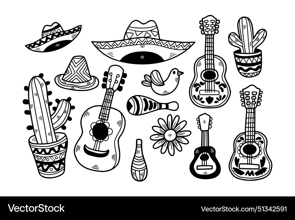 Collection of various musical instruments Vector Image