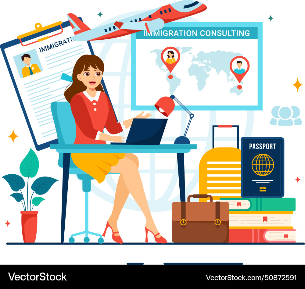Immigration consultant with counseling assistance Vector Image