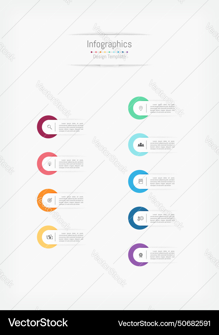 Infographic 9 options design elements Royalty Free Vector
