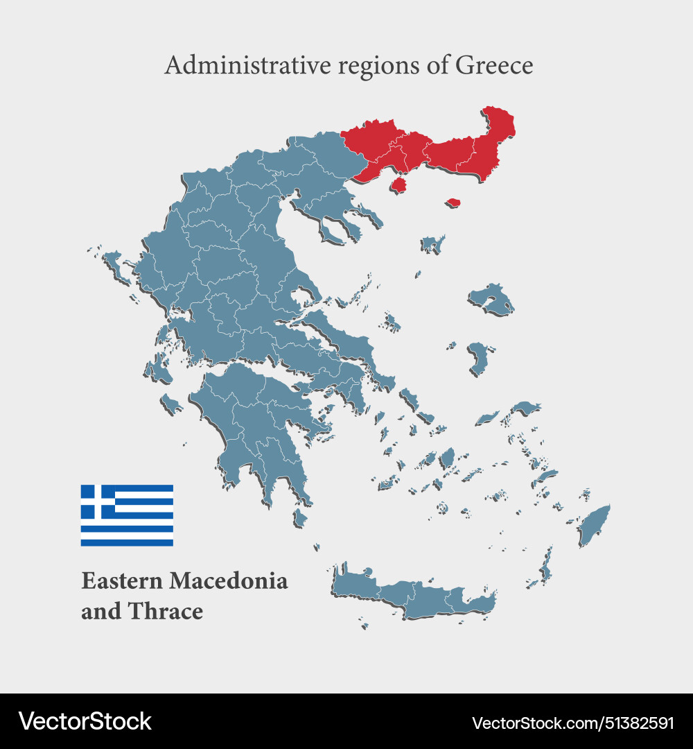 Map greece eastern macedonia and thrace Royalty Free Vector