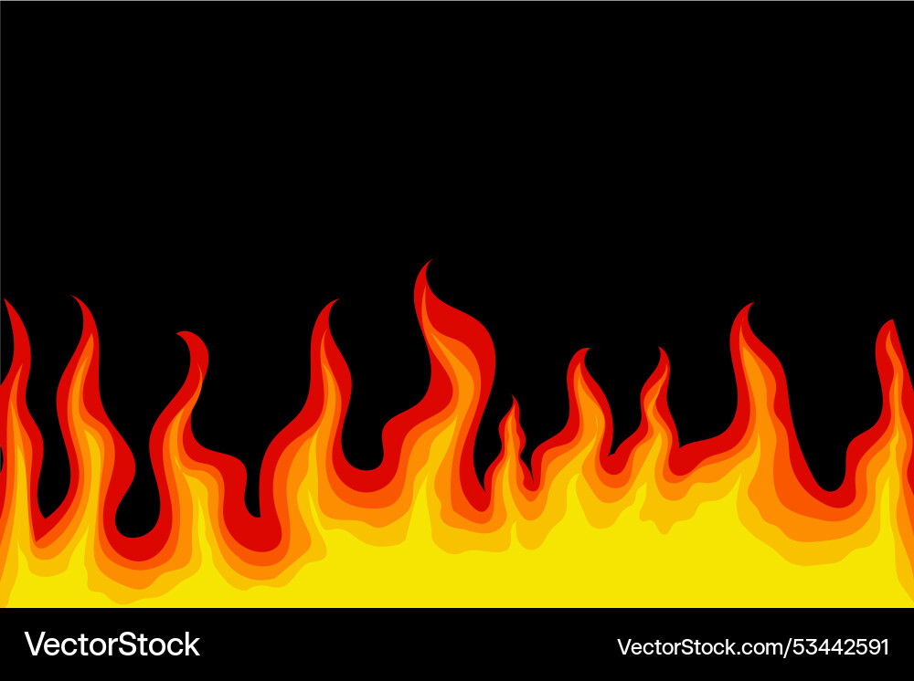 Set of burning fire flame border art image Vector Image