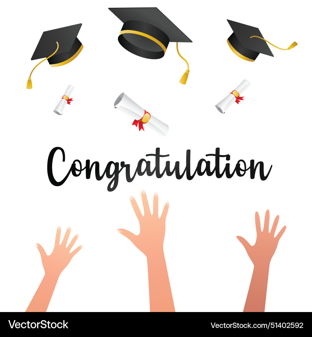 Congrats graduated lettering with academic cap Vector Image
